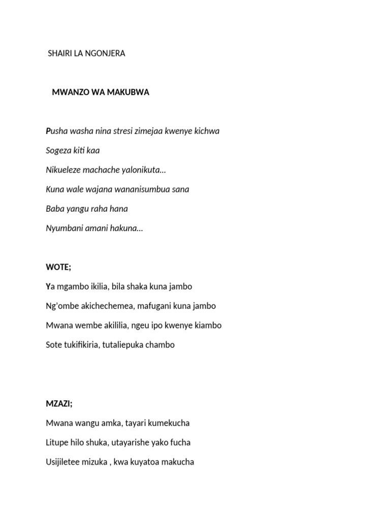 Shairi La Ngonjera 1 | PDF