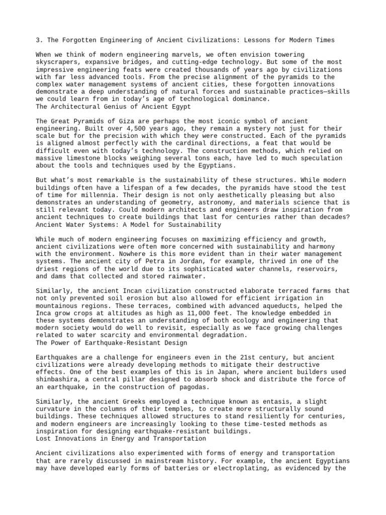 Forgotten Engineering Of Ancient Techniques PDF Engineering