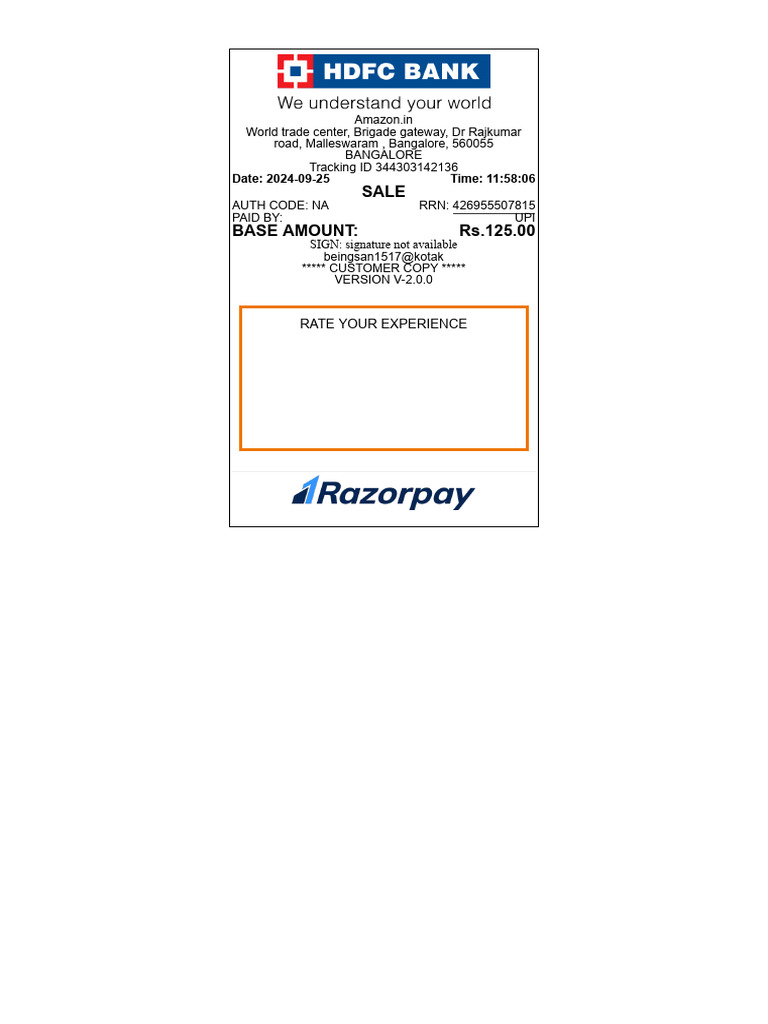 Amazon.in UPI Payment Receipt | PDF