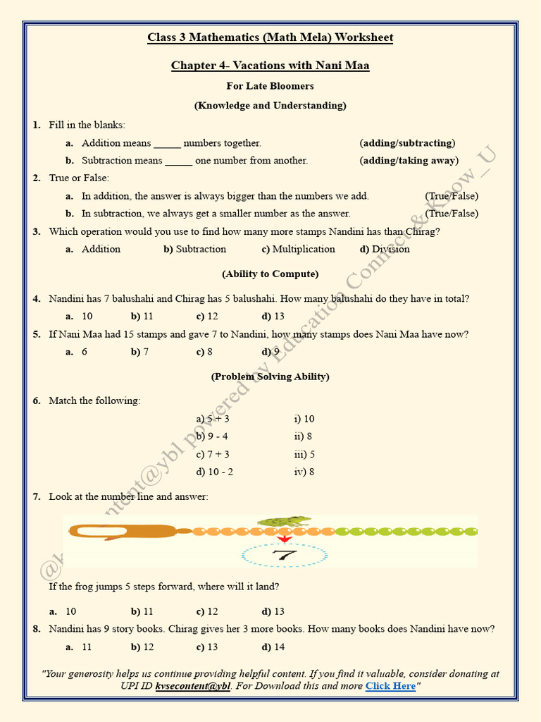 Class 3 Mathematics (Math Mela) Chapter 4 - Vacations With Nani Maa ...