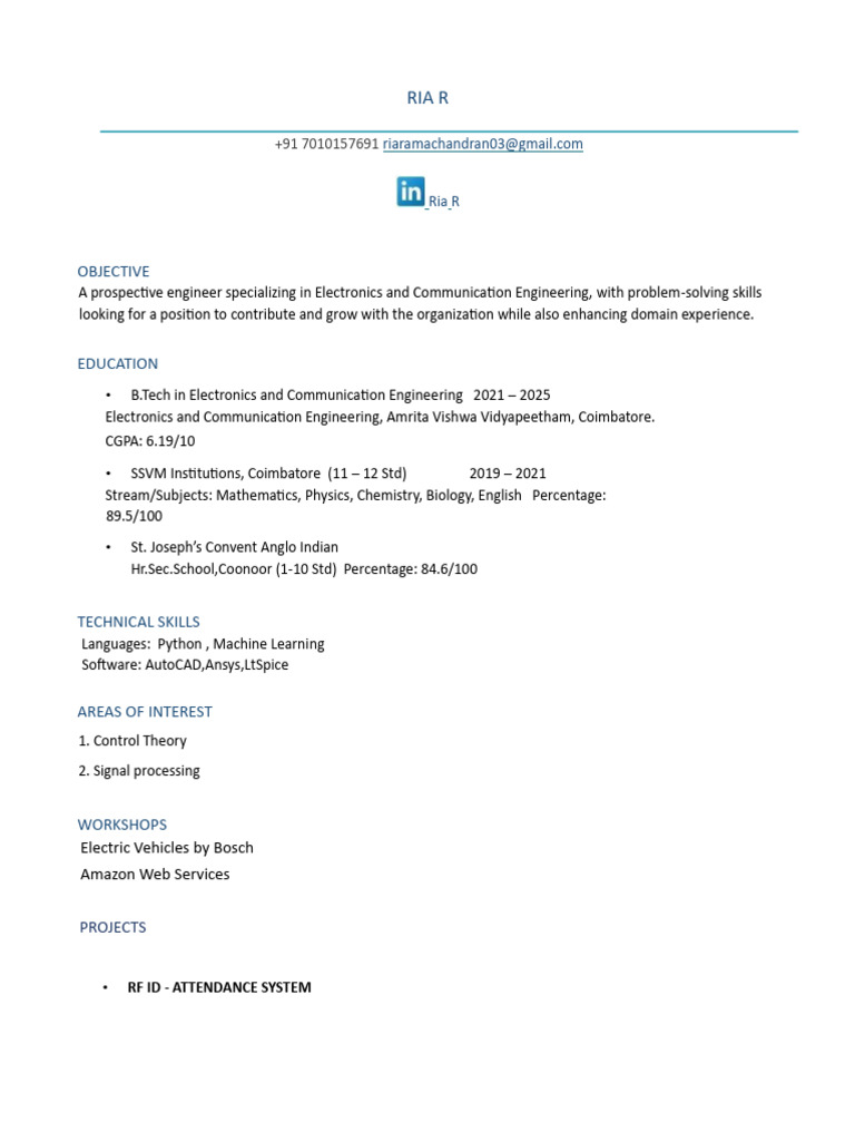 CV.ria | PDF | Radio Frequency Identification | Electronic Engineering