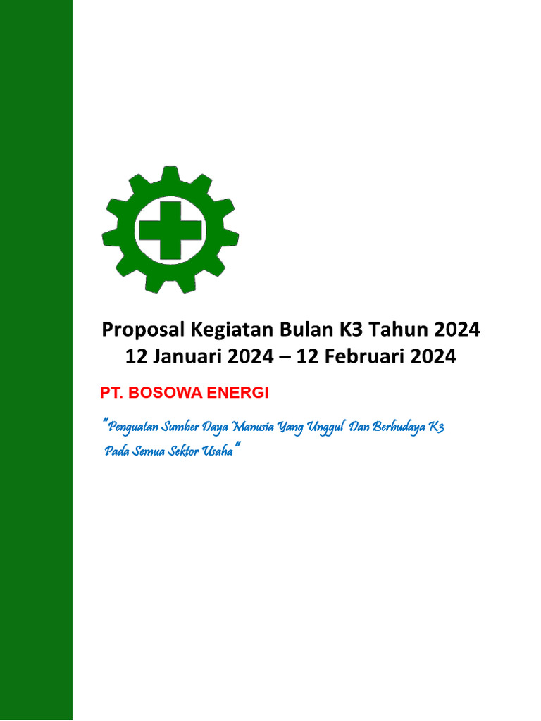 Proposal Kegiatan Bulan K3 - 12 Jan 2024 - 12 Feb 2024 (New) | PDF