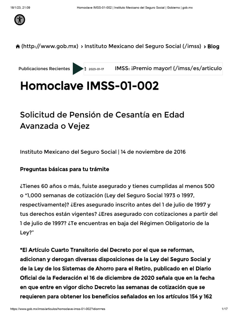 Homoclave IMSS-01-002 - Instituto Mexicano Del Seguro Social - Gobierno ...