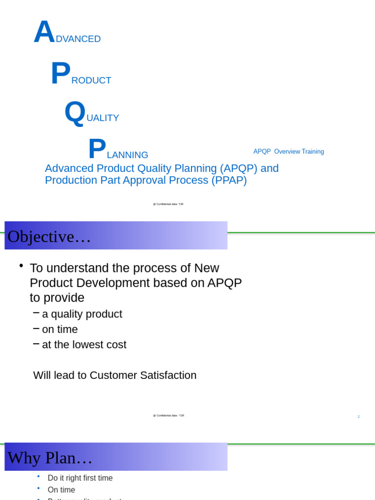 Apqp Training TJR Aiag | PDF | Reliability Engineering | Specification (Technical Standard)
