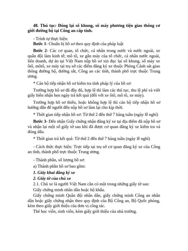 TTT - 48 - Dong Lai So Khung, So May PTGT CAT | PDF