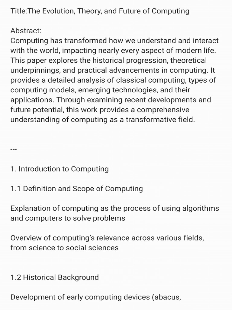 Computing Research Paper | PDF