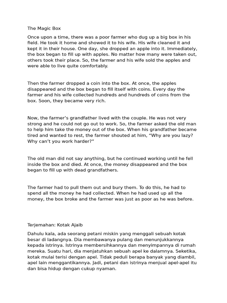 Telling Story The Magic Box | PDF | Seni