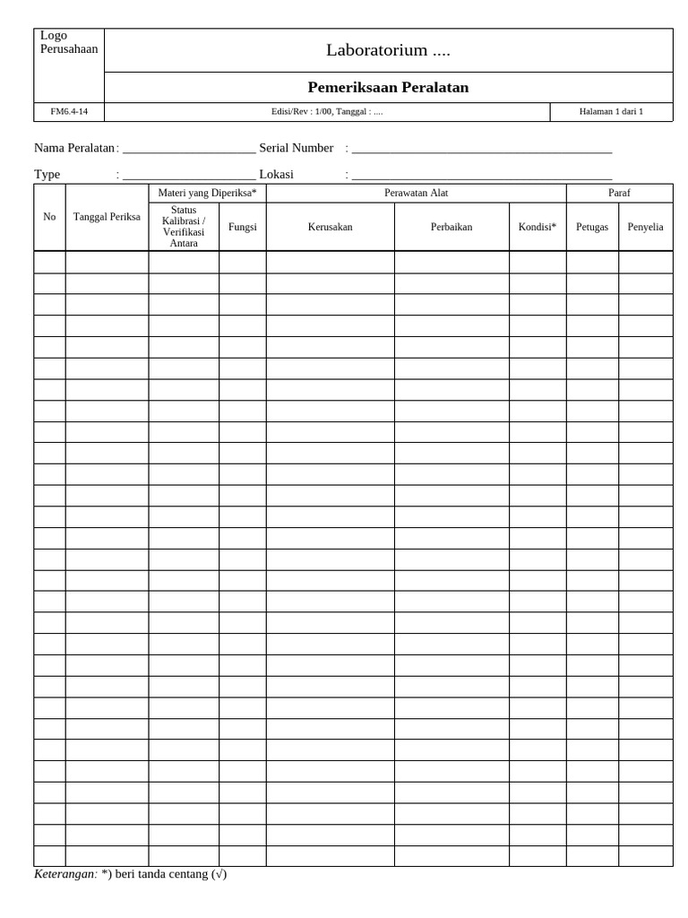 FM6.4-14 Pemeriksaan Peralatan | PDF