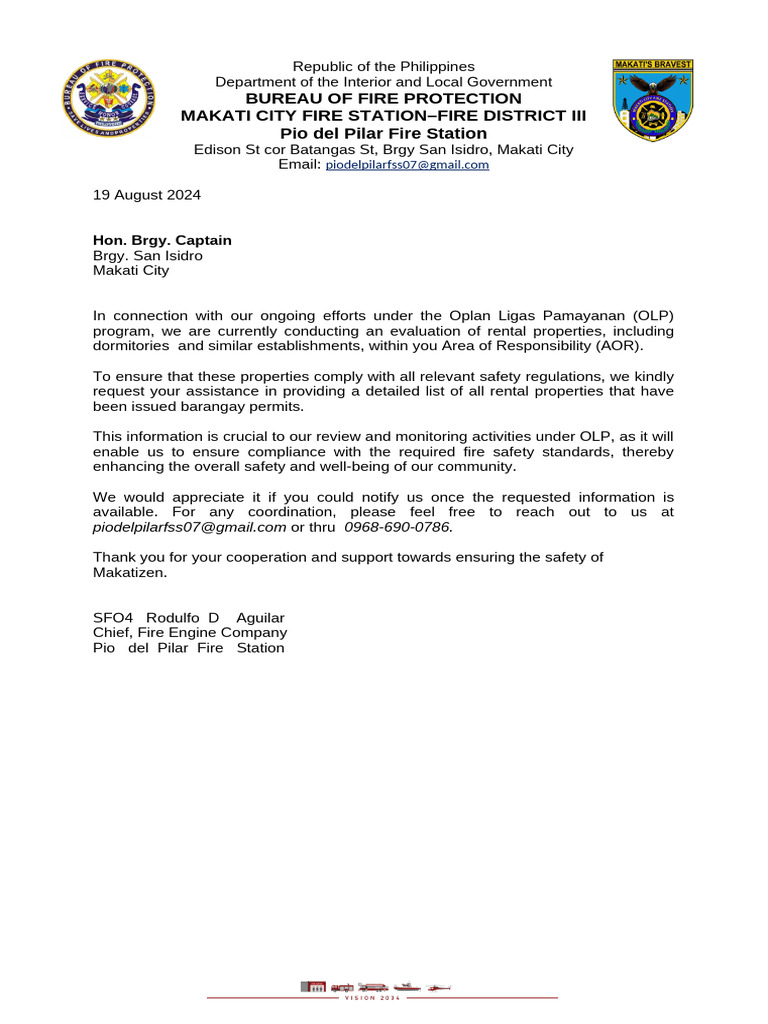 Letter Brgy Captain (OLP) | PDF