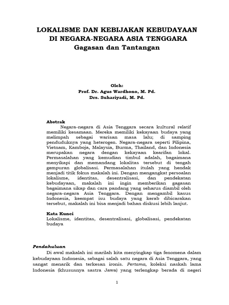 Lokalisme Dan Kebijakan Kebudayaan Diasi | PDF | Sejarah | Agama ...