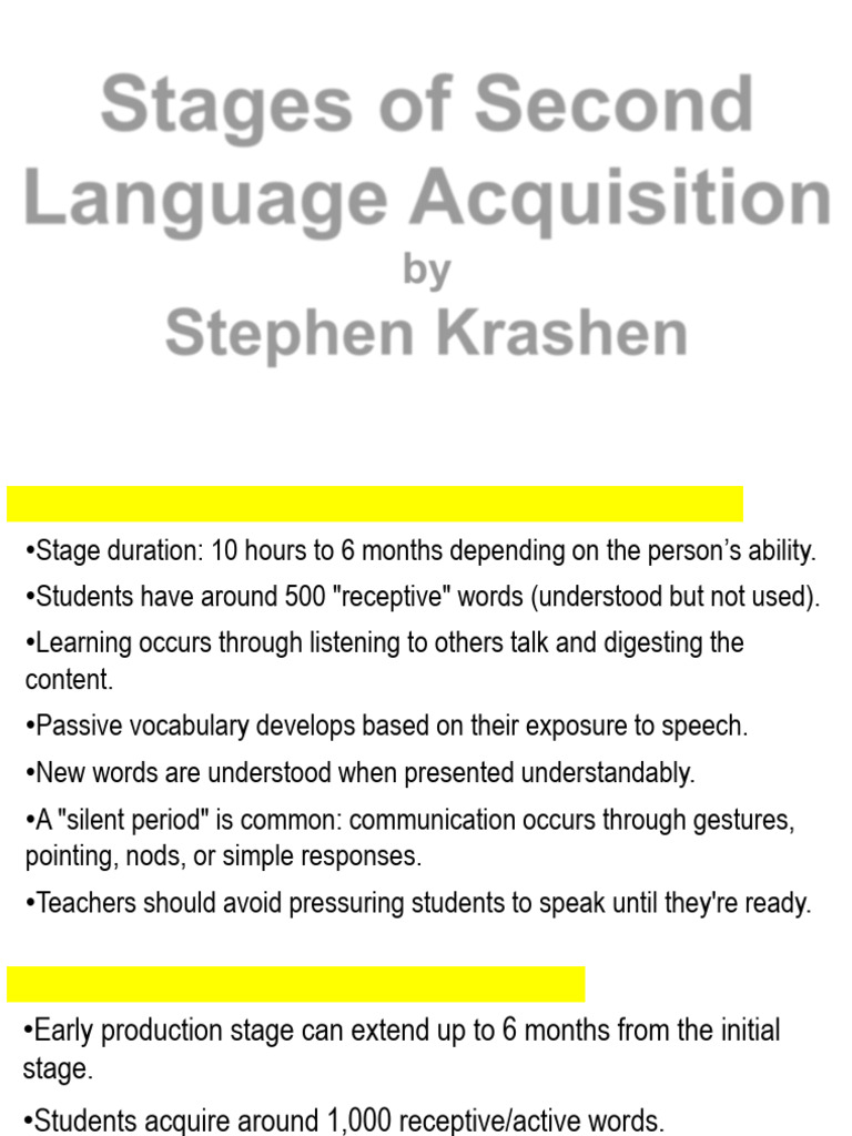 Stages-of-SLA | PDF | Second Language | Speech