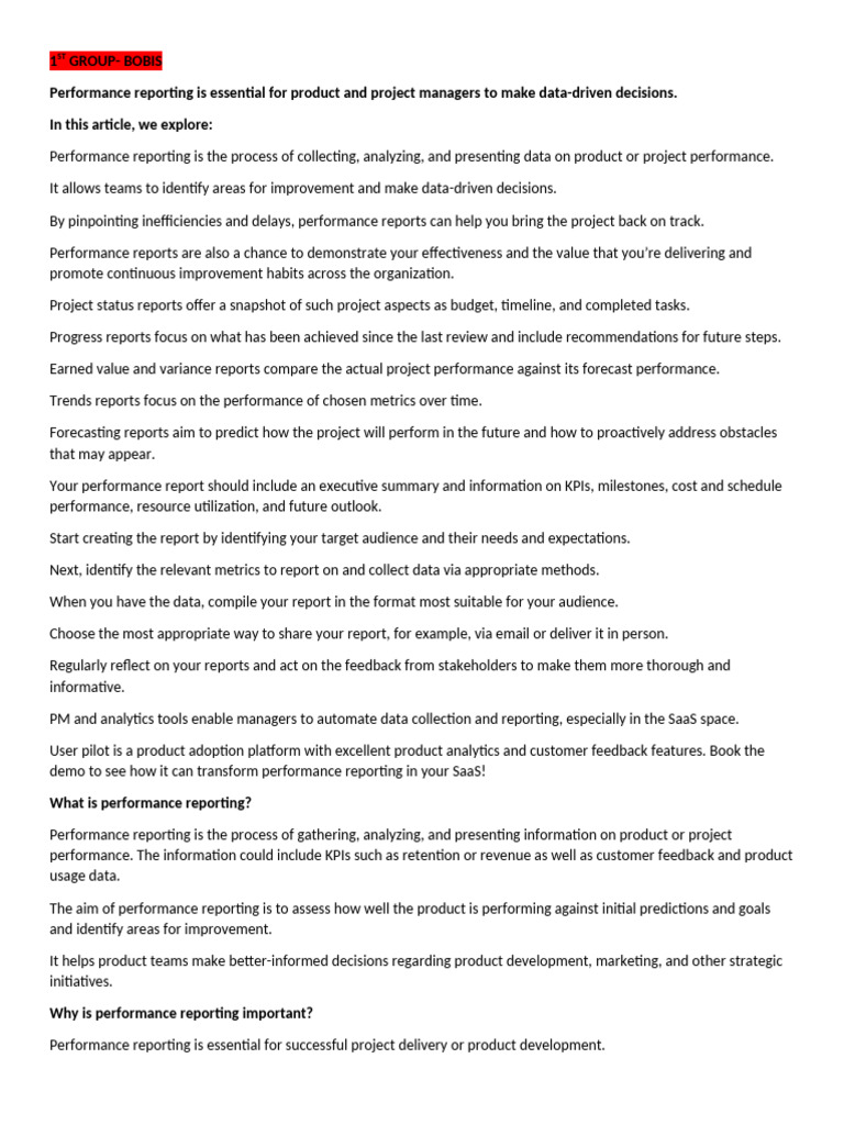 Report Bsis | PDF | Analytics | Performance Indicator