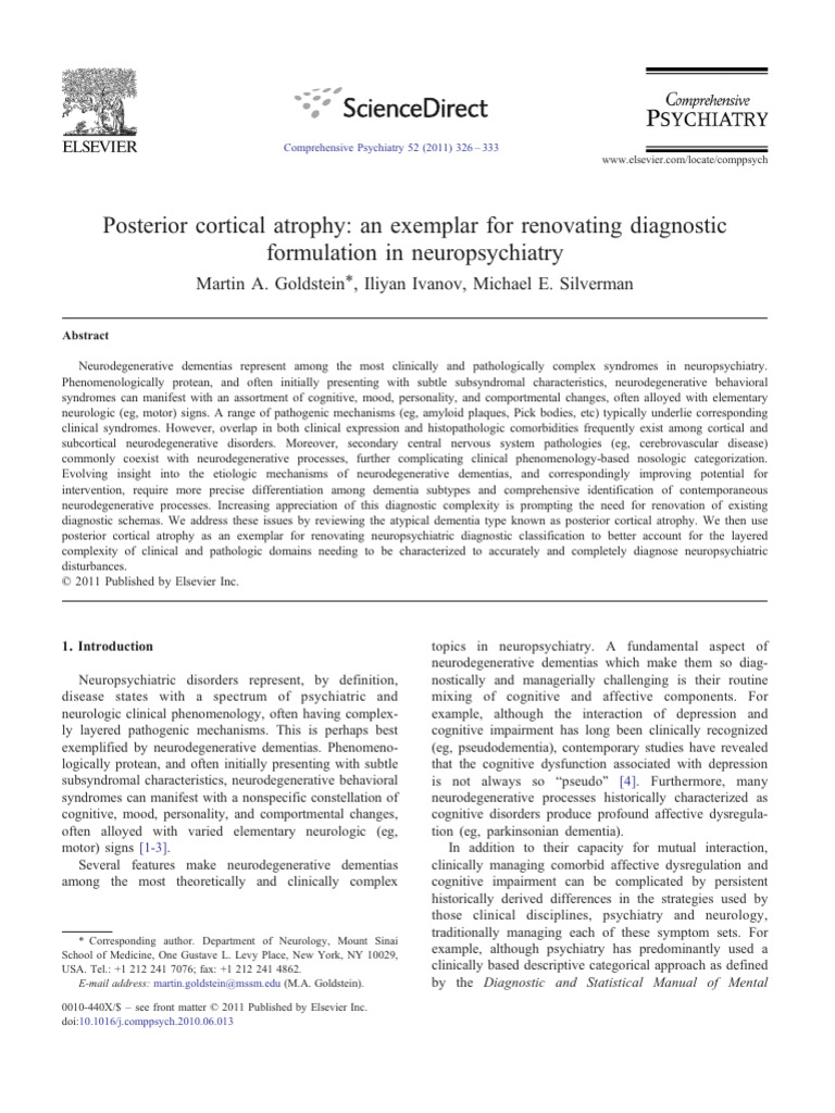 Posterior Cortical Atrophy 2011 | PDF | Dementia | Parietal Lobe