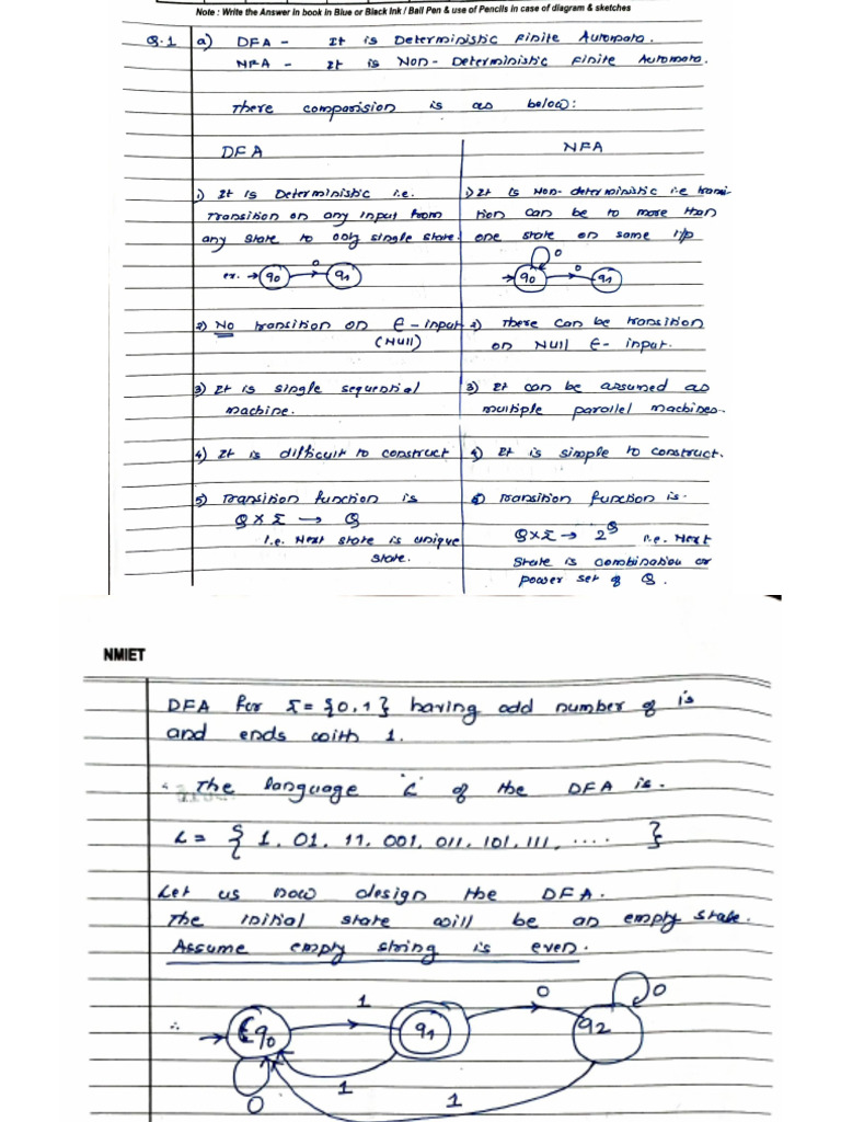 TOC Unit Test Model Answer | PDF