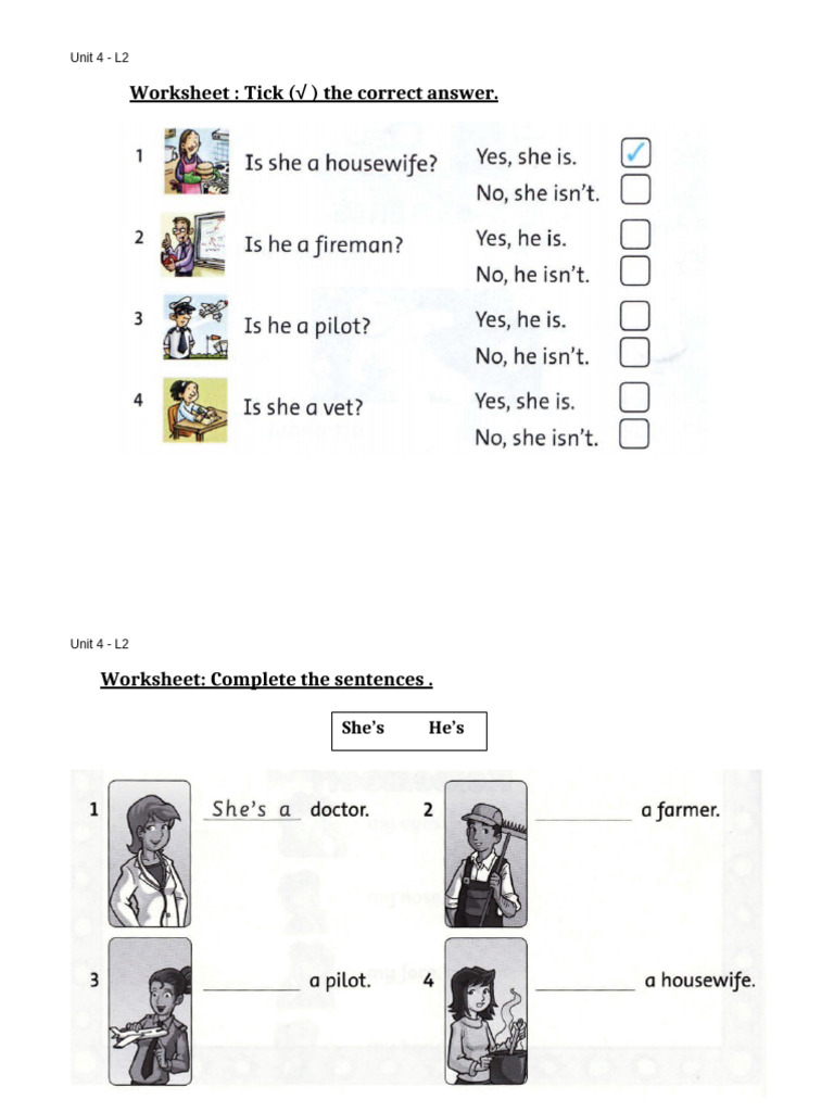 FF1-Unit 4-Lesson 2-Worksheet | PDF | Teaching Methods & Materials
