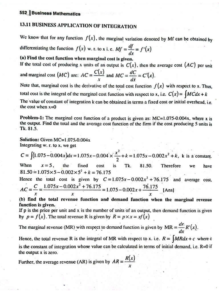 Handouts - Application of Integration | PDF