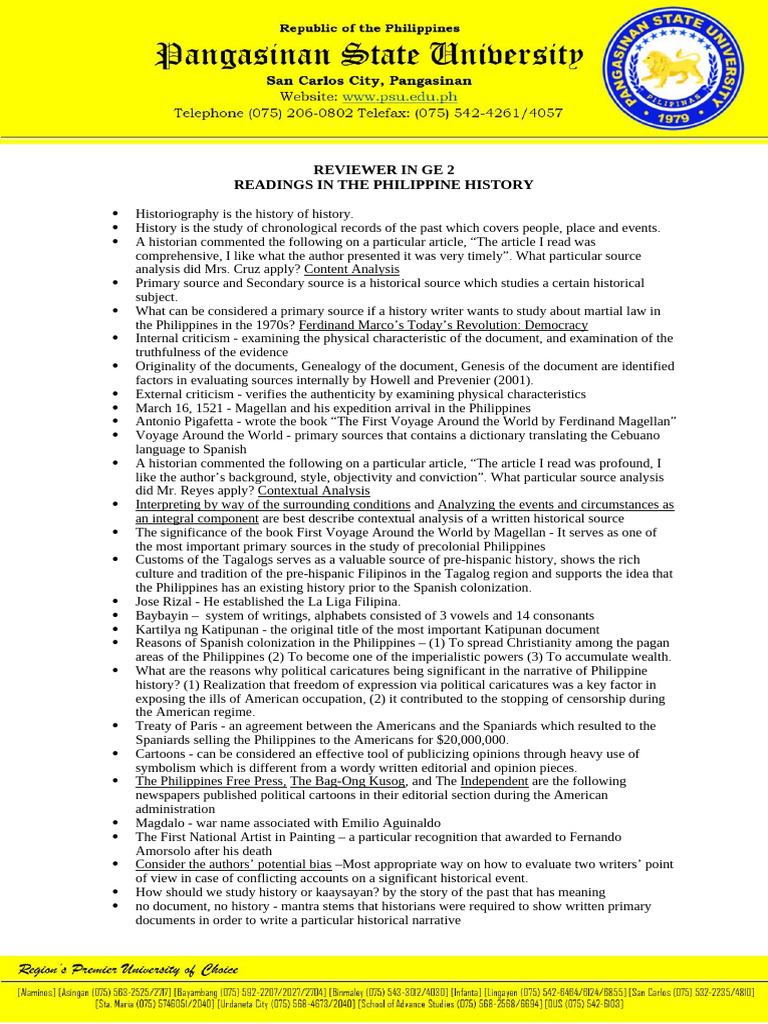 Ge 2 Reviewer - Midterm | PDF | Philippines | Tagalog Language