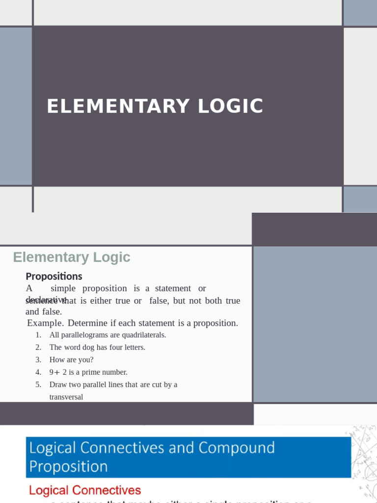Elementary Logic Part 1 | PDF | If And Only If | Logic