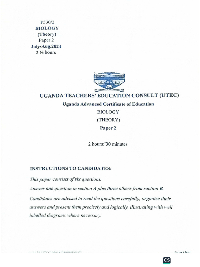 Bio UTEC p2 Mock 2024 | PDF