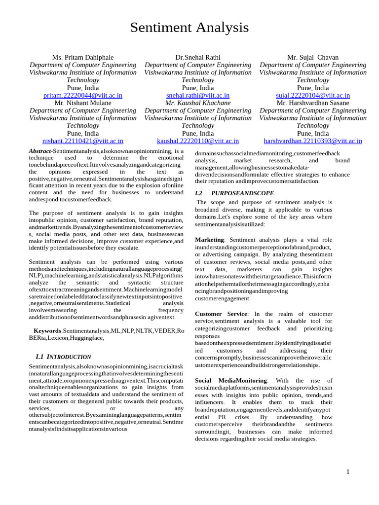 Understanding Sentiment Analysis Techniques | PDF | Cognitive Science | Human Communication