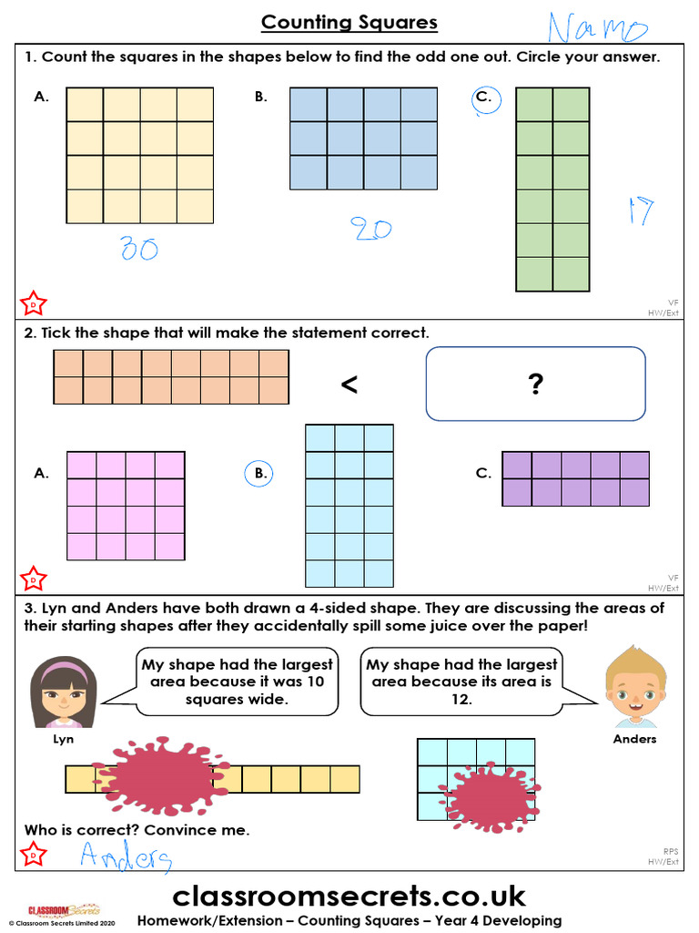 Worksheet 1 Count Squares and Rectangles Week 3 | PDF | Euclidean ...
