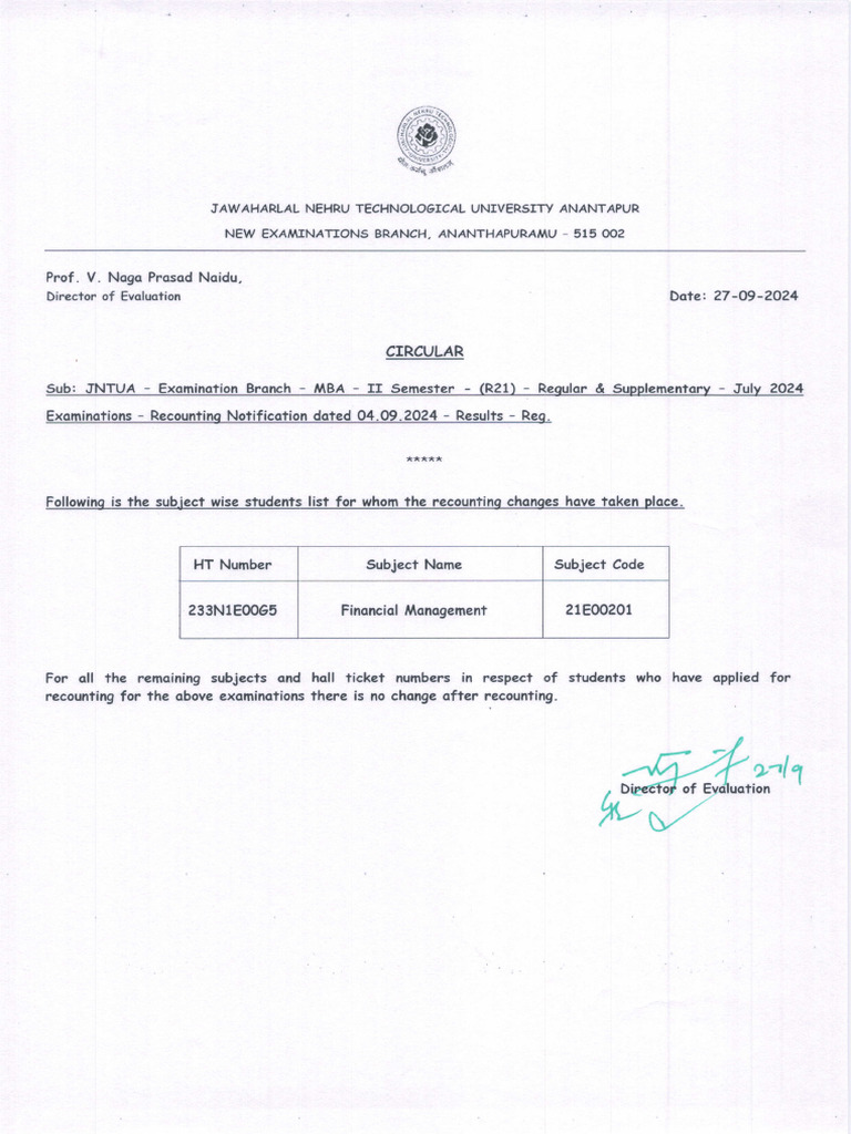 MBA Exam Recounting Results | PDF
