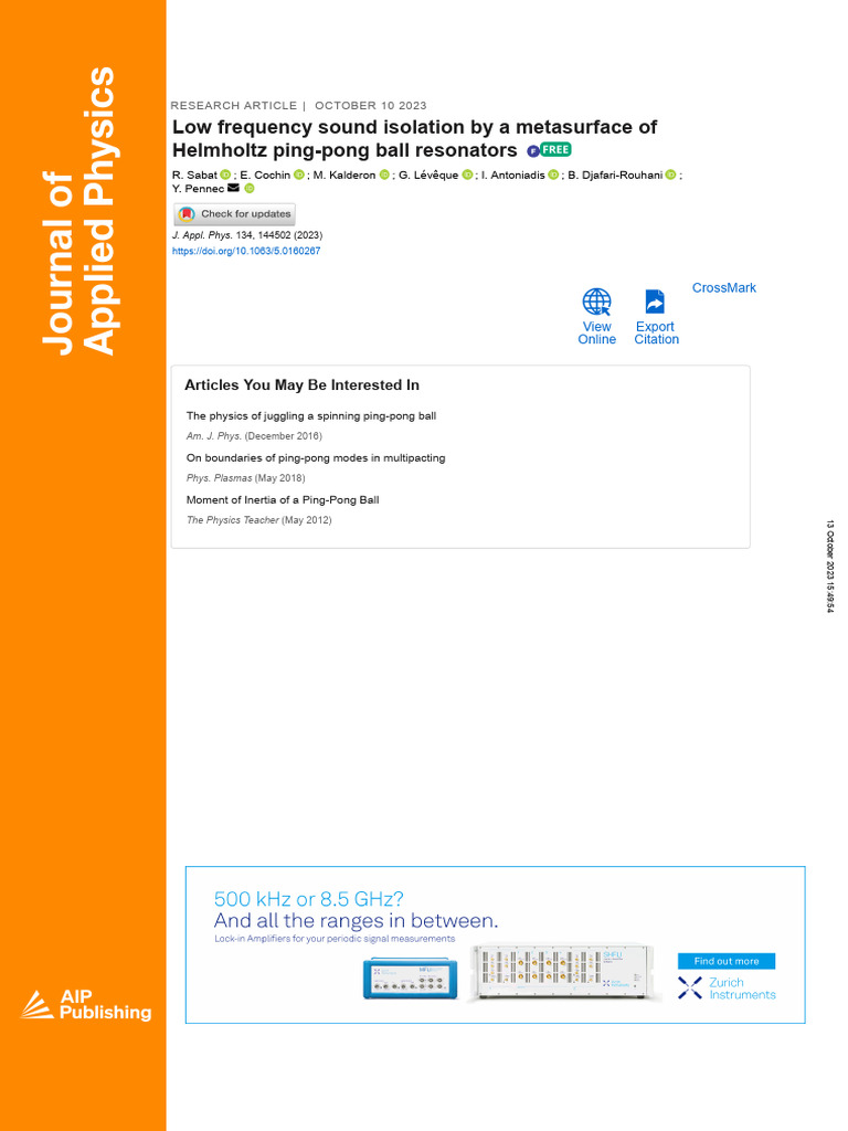 Sabat 2023 | PDF | Resonance | Sound