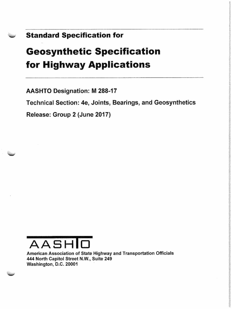 AASHTO M 288-17 Geosynthetic Specification | PDF | Specification ...