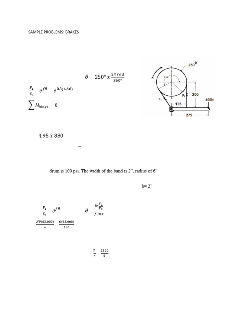 Sample Problems Brake PDF Lever Brake