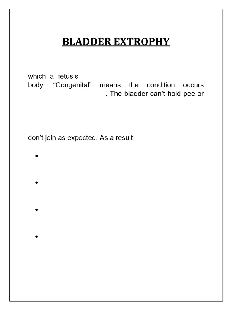 BLADDER EXTROPHY | PDF | Urinary Incontinence | Abdomen