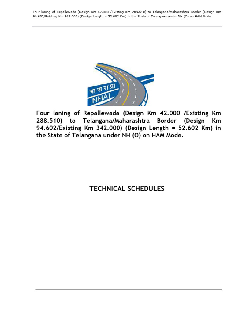 Technical Schedules a, B, C & D | PDF | Road | Road Infrastructure