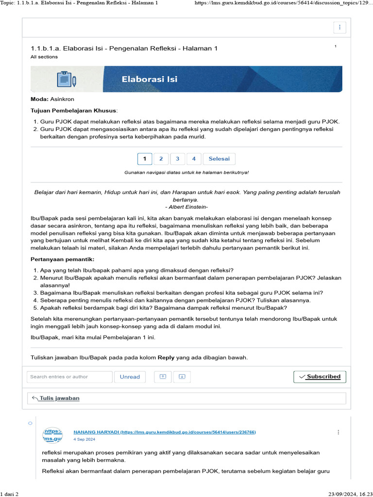 Topic - 1.1.b.1.a. Elaborasi Isi - Pengenalan Refleksi - Halaman 1 | PDF