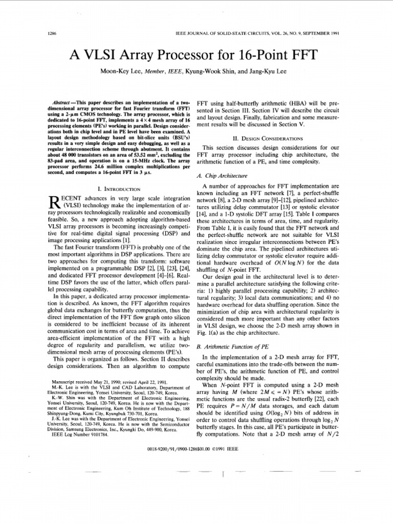 A VLSI Array Processor For 16-Point FFT | PDF | Fast Fourier Transform | Integrated Circuit