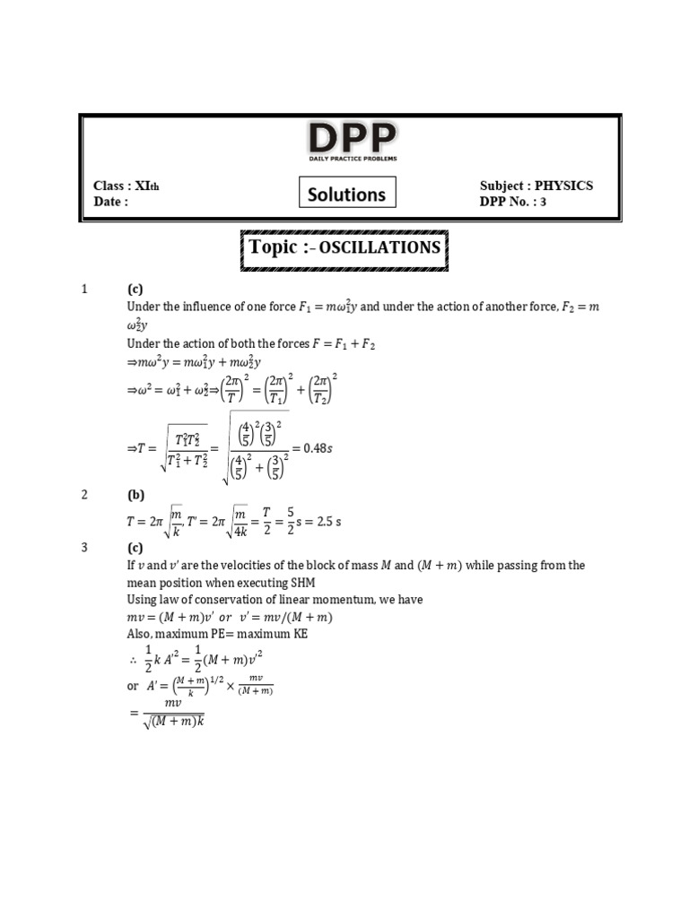 DPP-3 Solution | PDF | Force | Oscillation