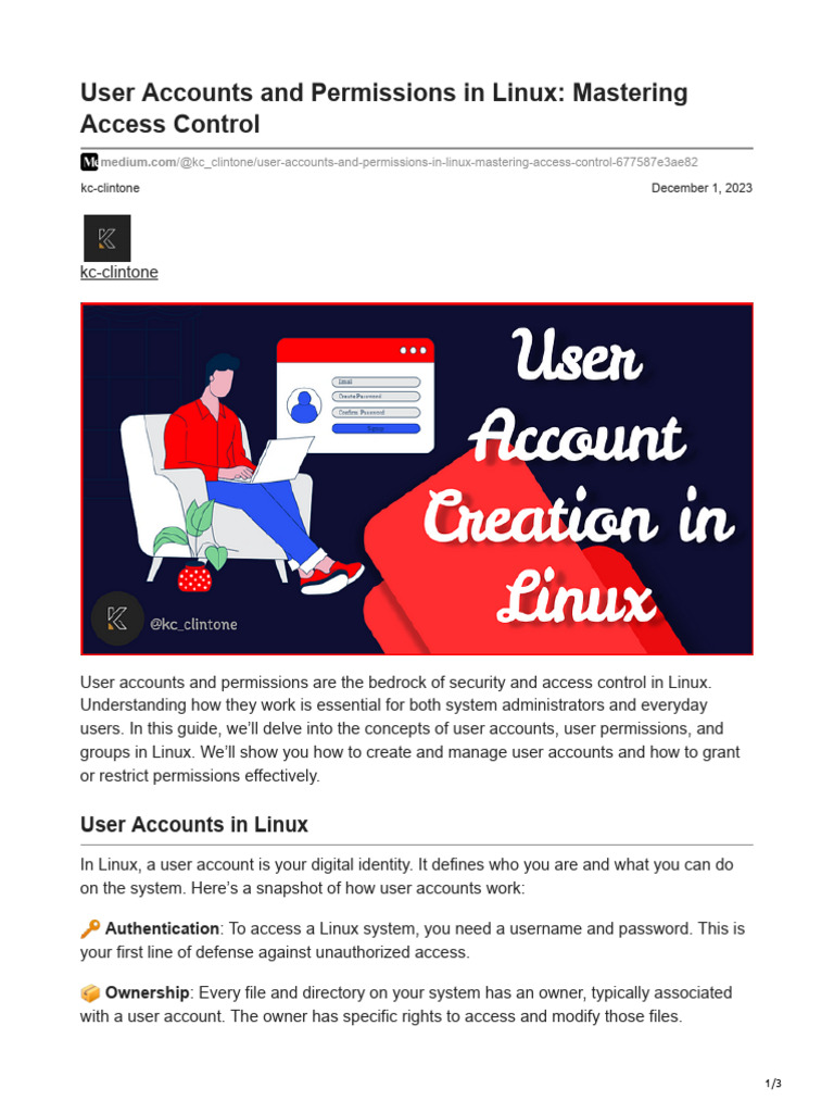 User Accounts and Permissions in Linux Mastering Access Control | PDF ...
