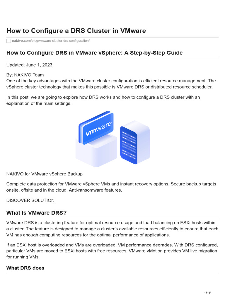 Configure DRS Cluster in VMware vSphere | PDF | Virtual Machine | Computer Cluster