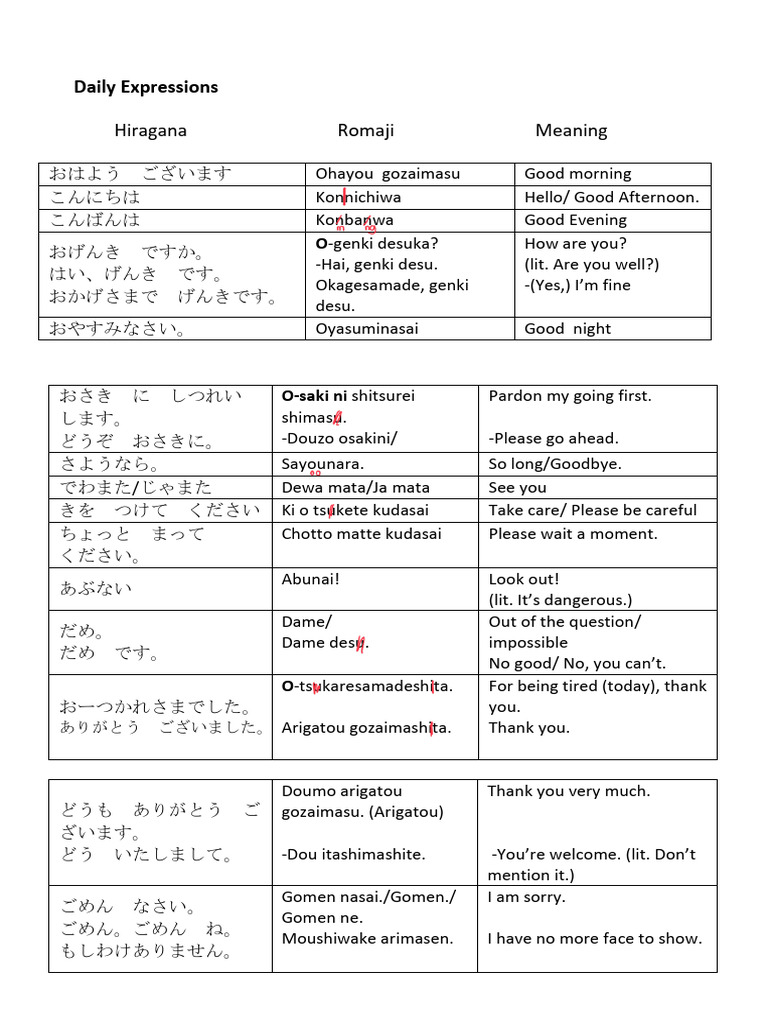 Daily Expressions | PDF