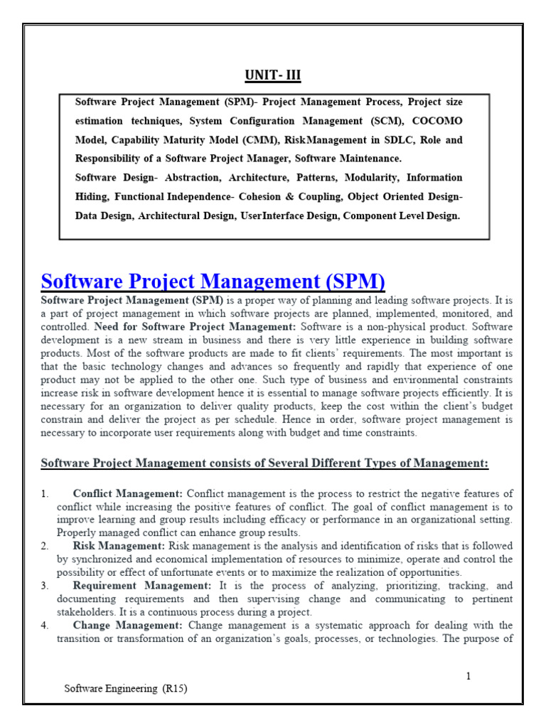 SE_UNIT_III | PDF | Project Management | Software Development Process