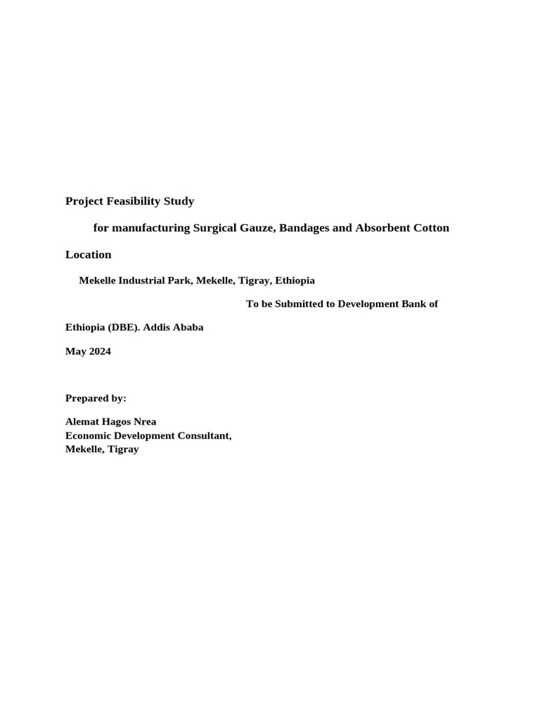 Feasibility Study for Medical Textiles in Ethiopia | PDF | Ethiopia ...