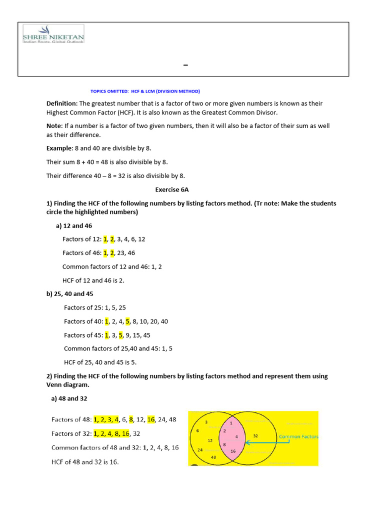 G5_MATH_CH 6_HCF & LCM | PDF | Abstract Algebra | Algebra