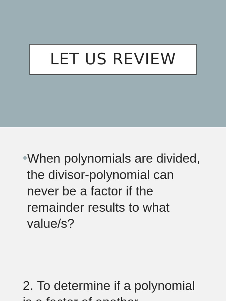 q1 Review Students | PDF | Factorization | Polynomial