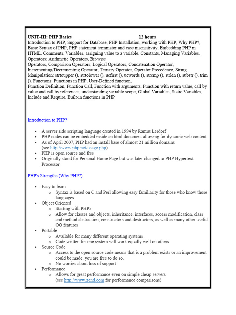 UNIT III | PDF | Php | Data Type