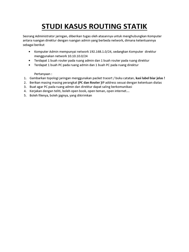Studi Kasus Routing Statik | PDF