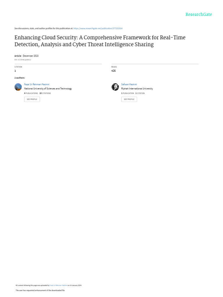 Framework for Real-Time Detection, Analysis and Cyber Threat Intelligence Sharing | PDF ...