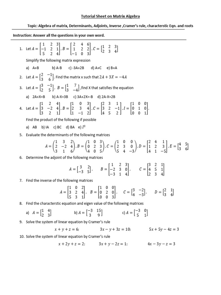 matrix hw | PDF | Matrix (Mathematics) | Determinant matrix hw | PDF | Matrix (Mathematics) | Determinant