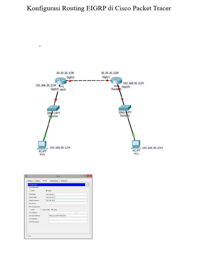 Konfigurasi Routing EIGRP di Cisco Packet Tracer | PDF