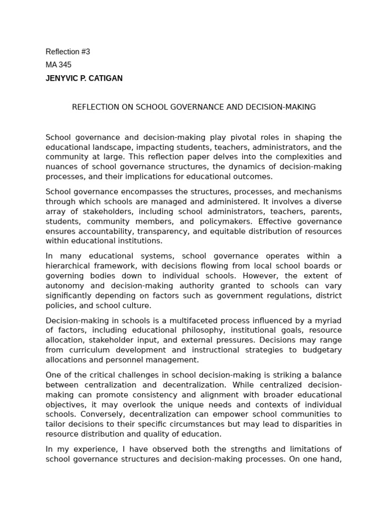 Reflection Paper No.3 | PDF | Governance | Social Psychology