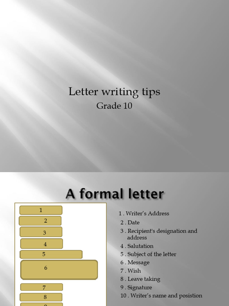 English - Letter Writing Tips - Presentation | PDF | Home & Garden