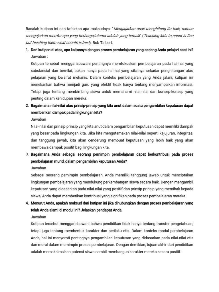 Pemantik Koneksi Antar Materi 3.1 - Miftah | PDF