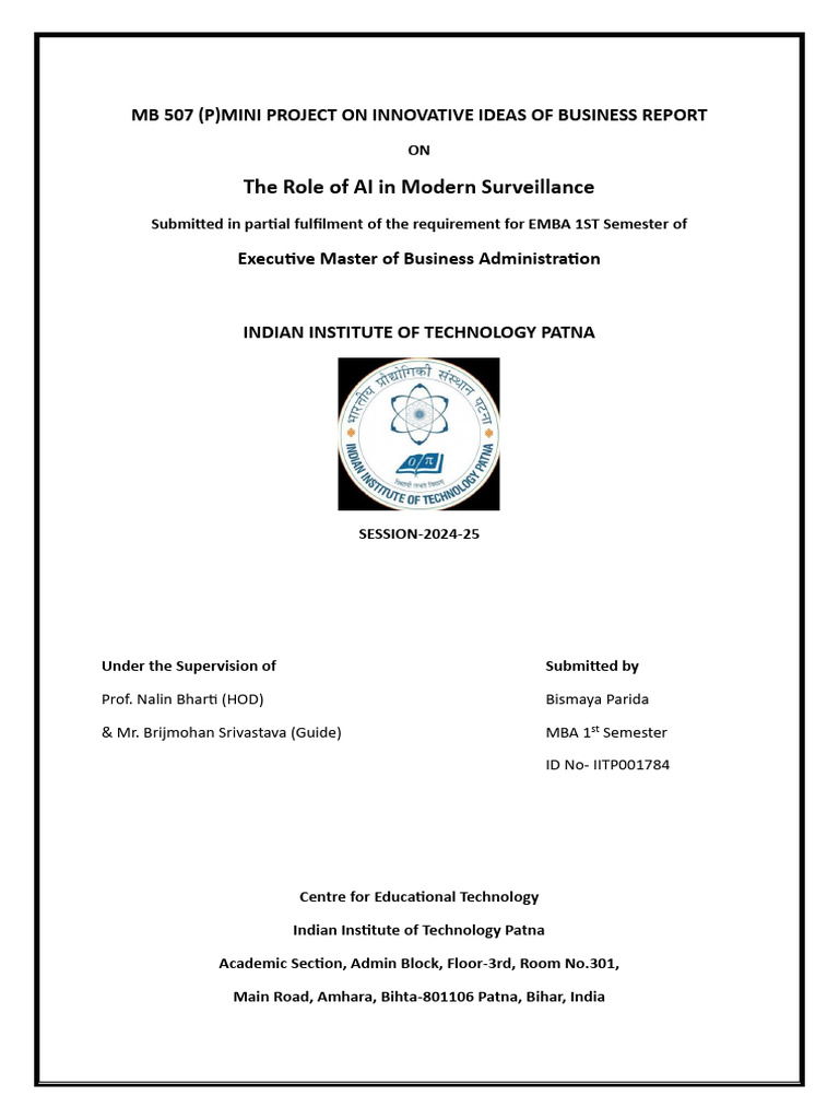 MB 507 Project Report (Bismaya - Parida) | PDF | Artificial Intelligence | Intelligence (AI ...